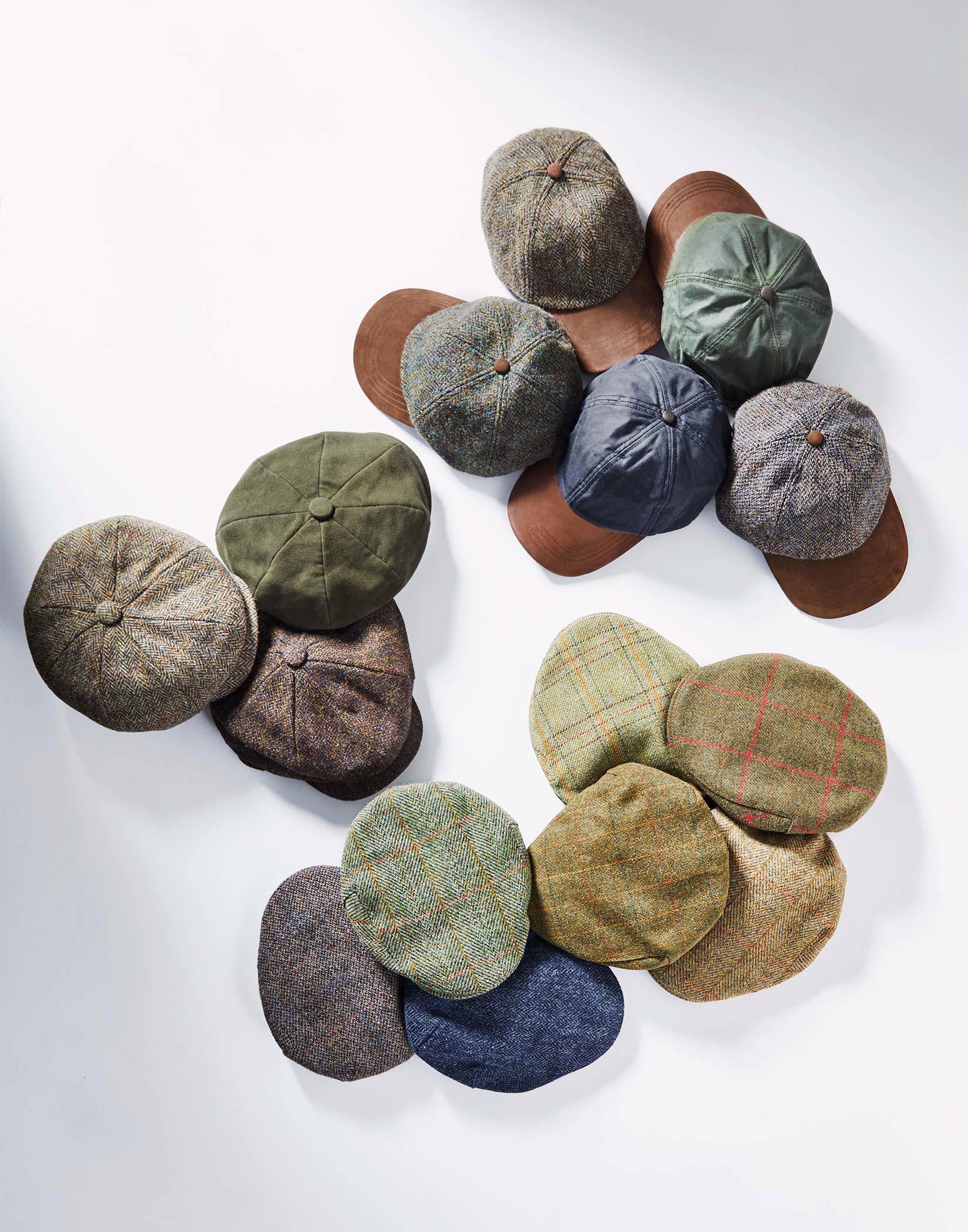 Newsboy Cap - Green/Brown Tweed