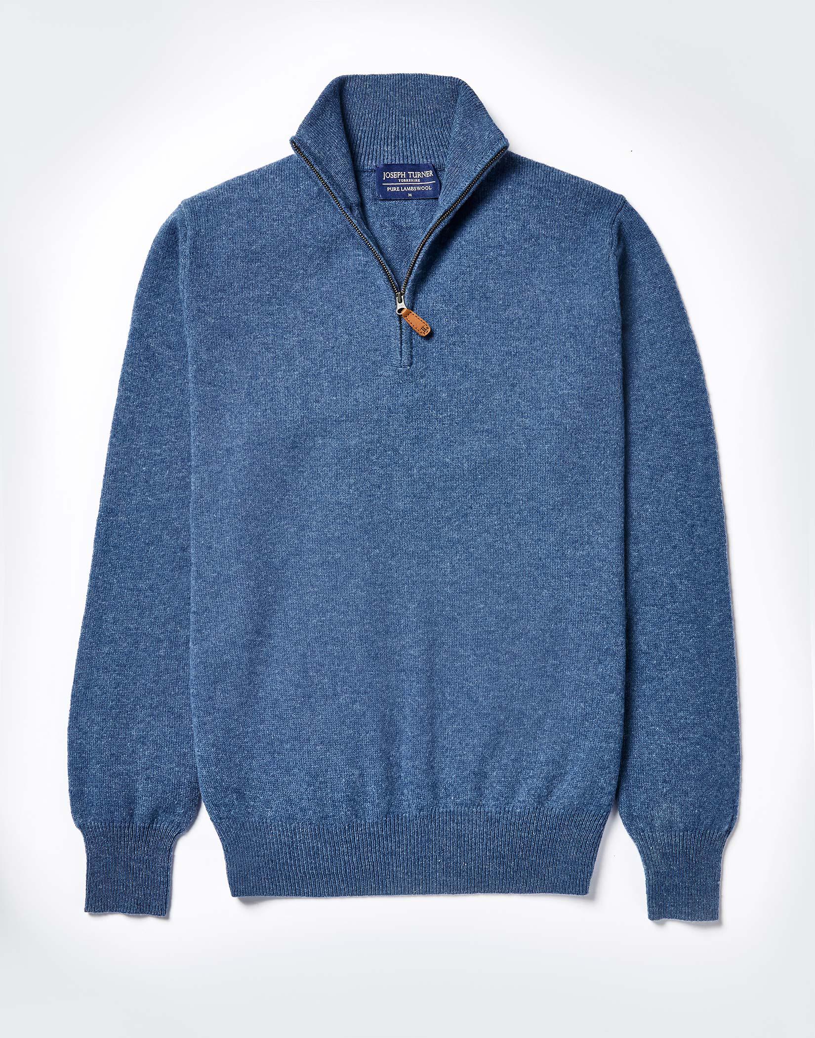 Lambswool Half Zip Jumper - Blue