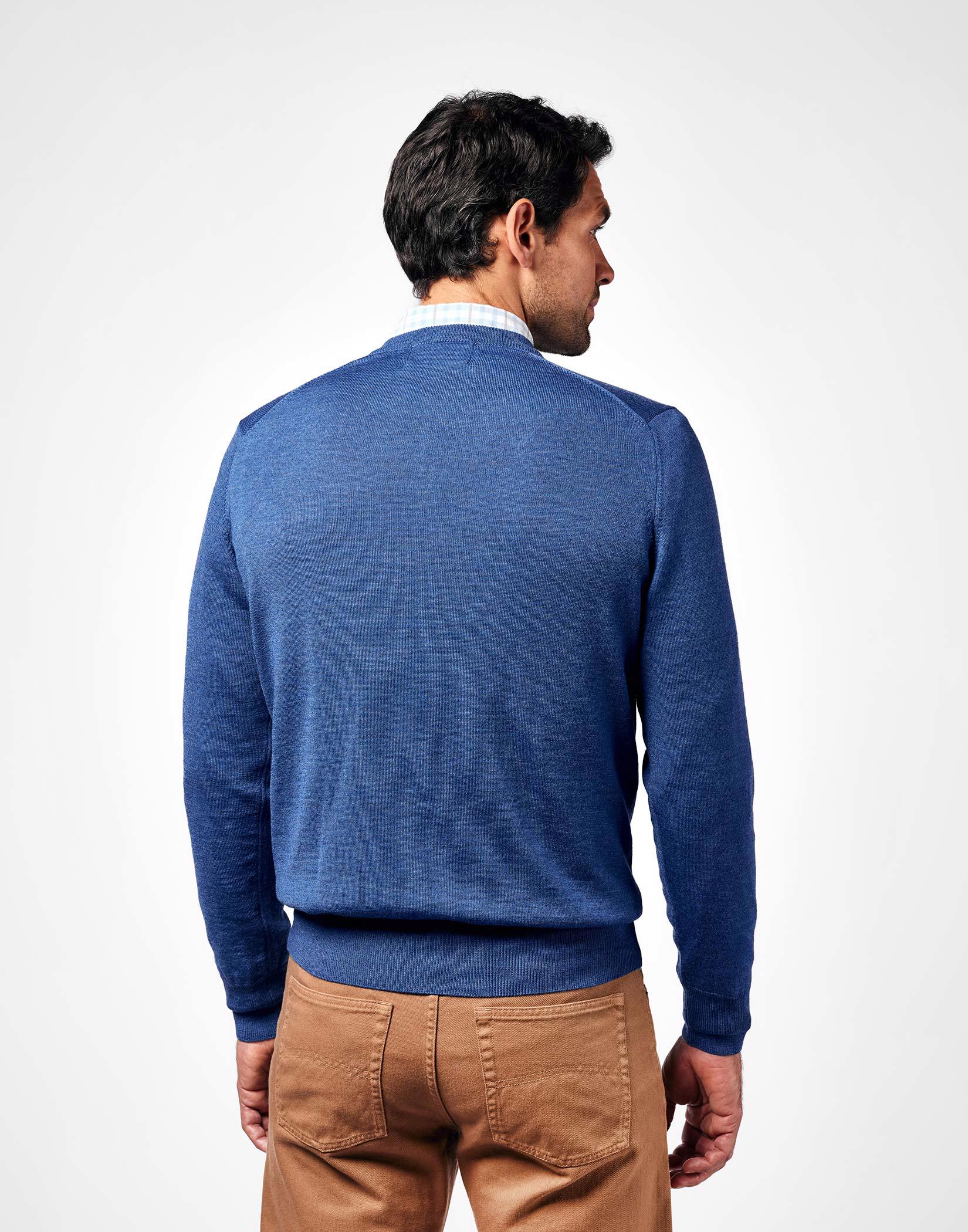 Merino V Neck - Blue